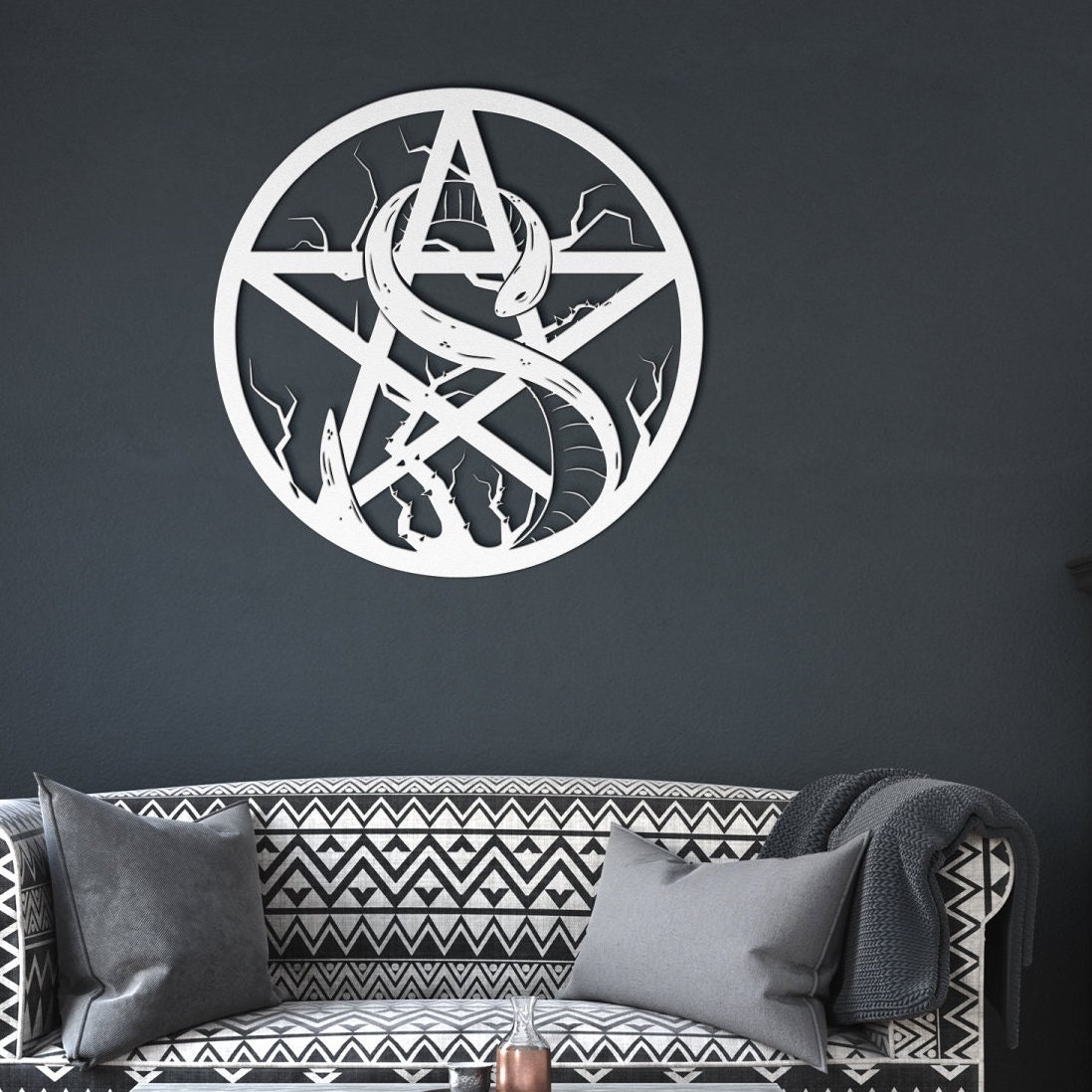 Wiccan Pagan Pentagram Pentacle Occult Snake Metal Art Decor - Etsy