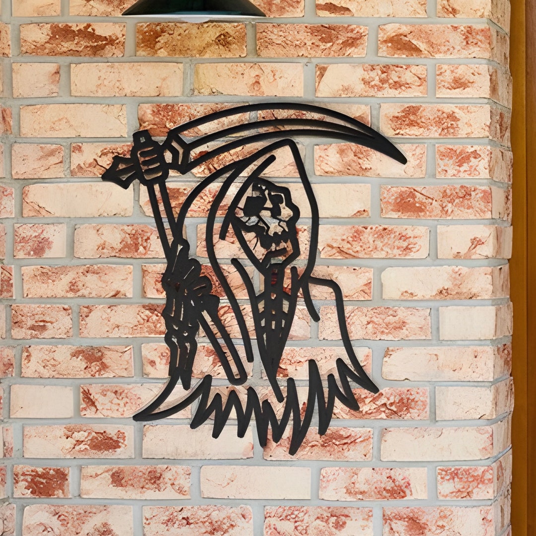 Gothic Metal Art, Goth Home Decor, Grim Reaper Metal Art, Scythe ...