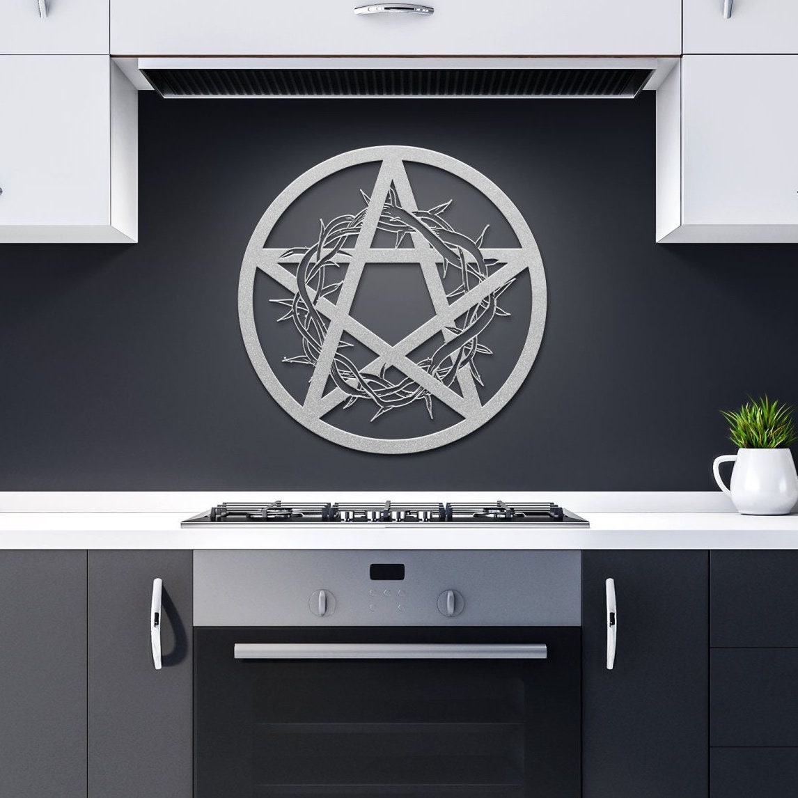 Wiccan Pagan Pentacle Pentagram Crown of Thorns Wall Art - Etsy