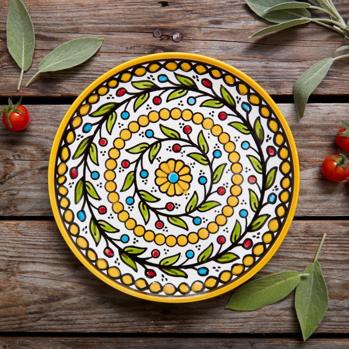 Palestine Hand Painted Floral Yellow Ceramic Salad Plate - Etsy