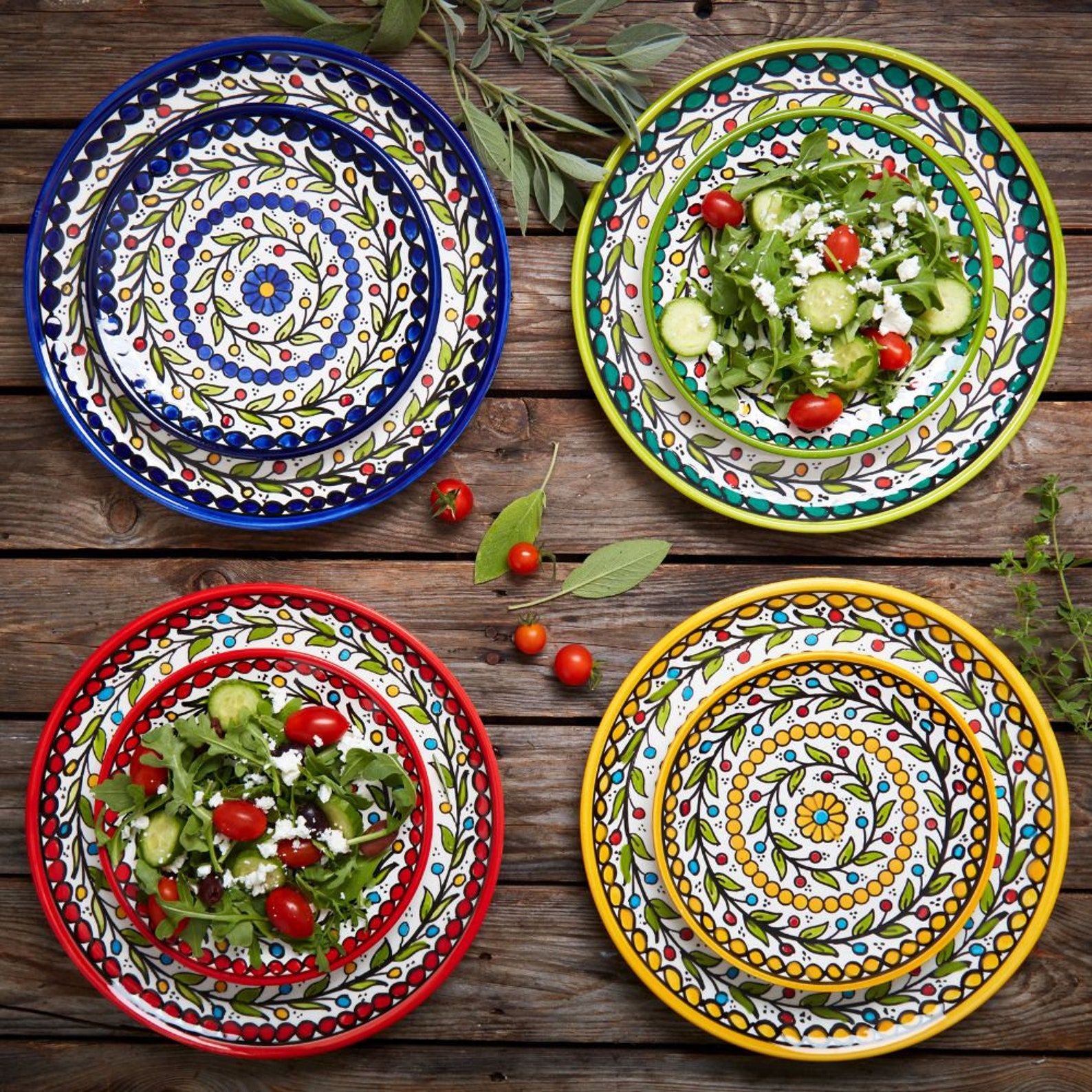 Palestine Hand Painted Floral Yellow Ceramic Salad Plate - Etsy