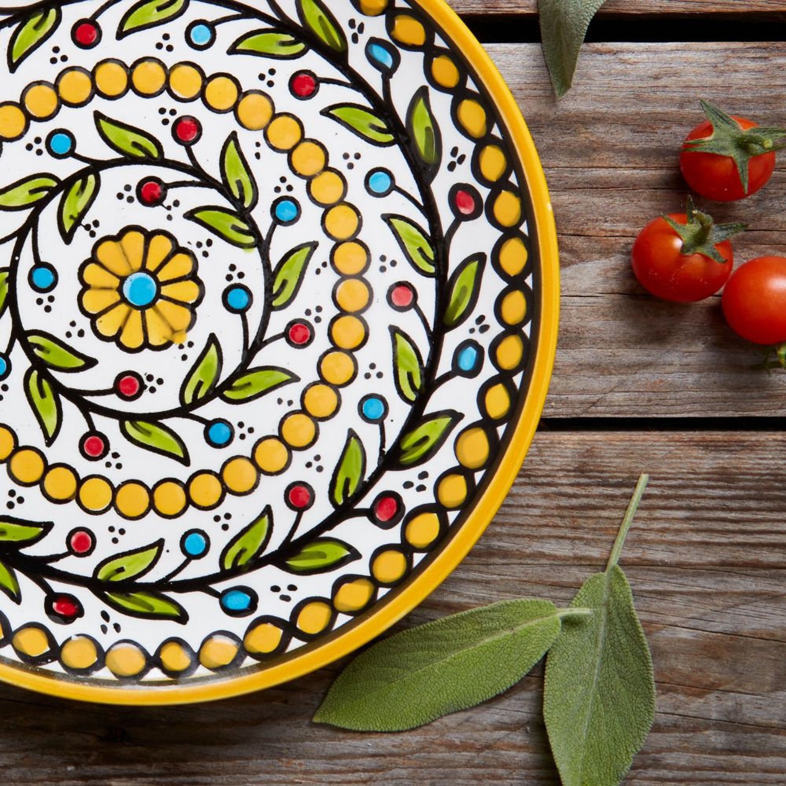 Palestine Hand Painted Floral Yellow Ceramic Salad Plate - Etsy