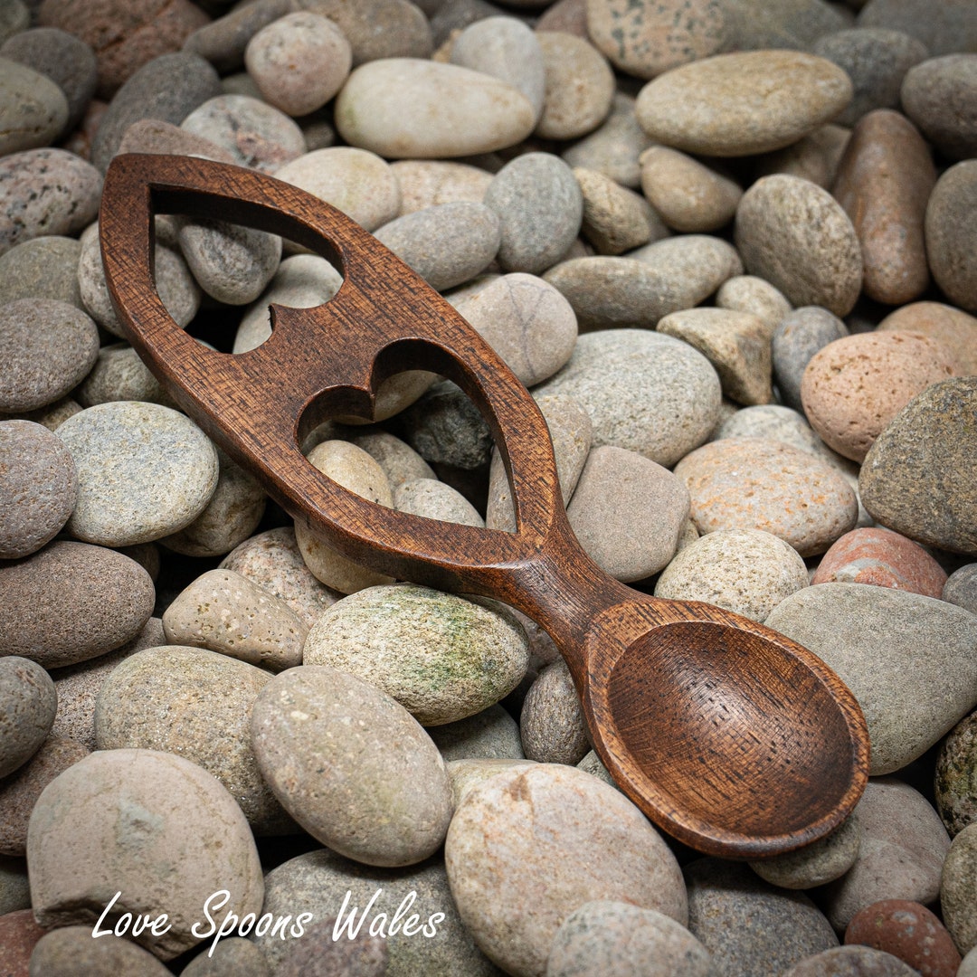 Welsh Love Spoon Gift Celtic, Double Hearts Hand Crafted in the Conwy ...