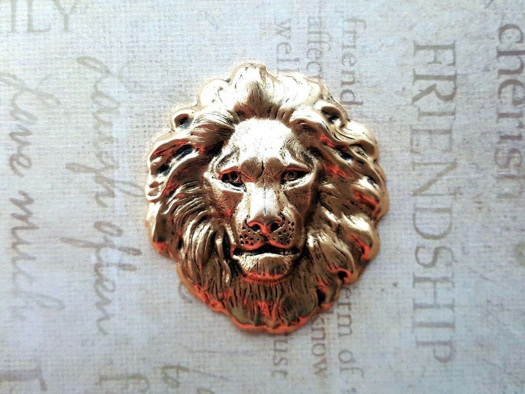 Large Brass Lion Head Stamping X 1 - 7856SG - Etsy