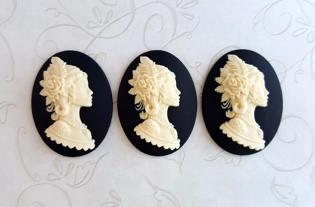 40x30mm Flapper Girl Zombie Skull Cameos (3) - L912 - Etsy