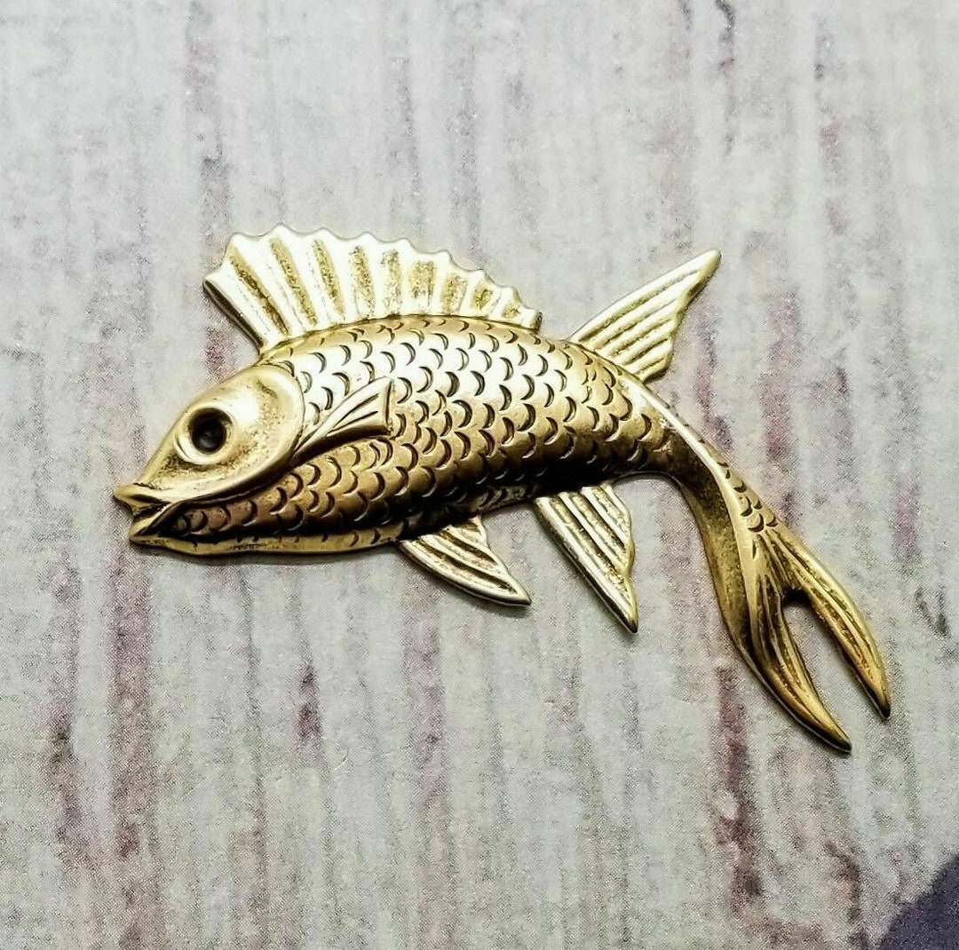 Large Brass Fish Stampings - 5995LRAT - Etsy