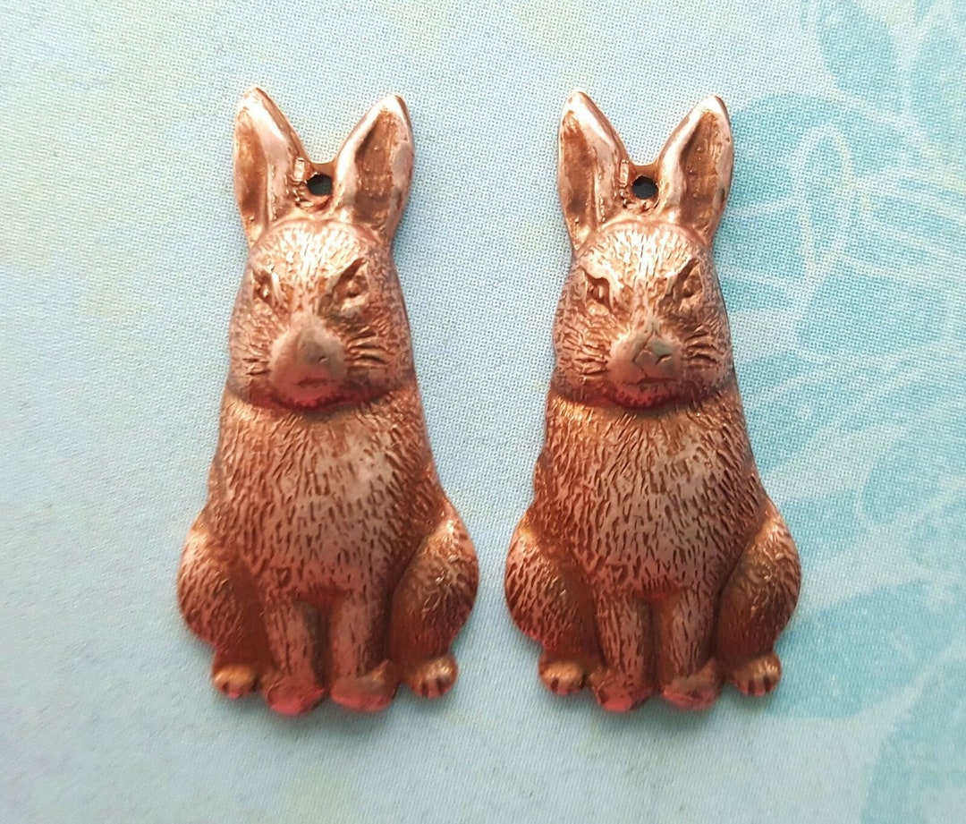 Small Brass Bunny Rabbit Charms X 2 - 07031GB - Etsy
