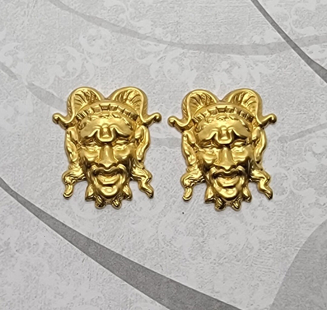 Brass Joker Jester Devil Stampings X 2 - 4229RAT - Etsy