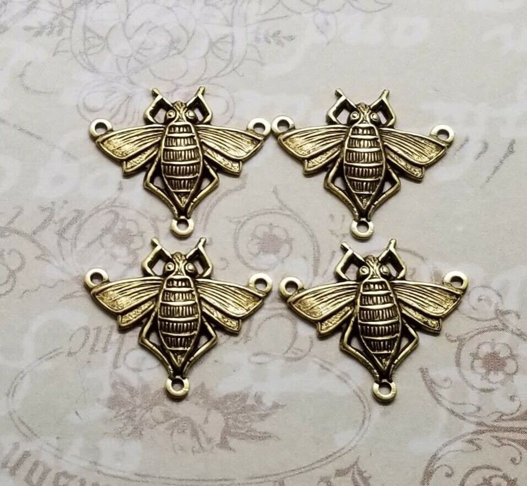 Small Brass Bee Connectors With 3 Rings X 4 5713/3RGB - Etsy