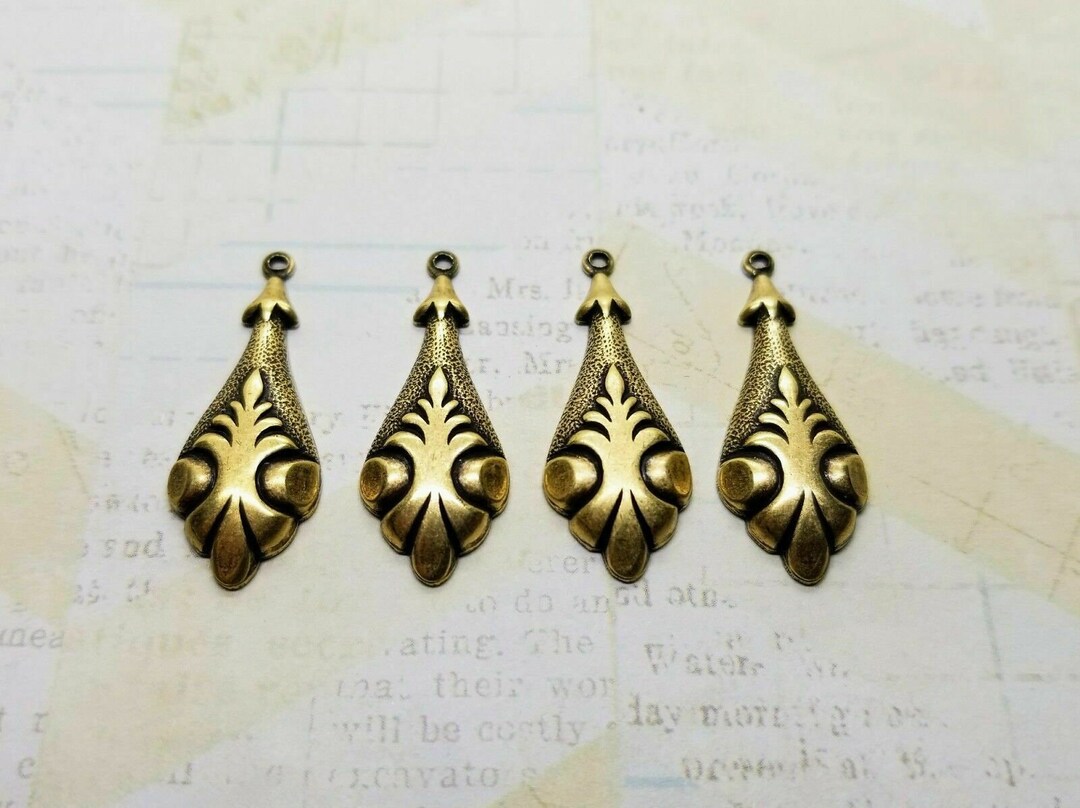 Brass Ornate Fancy Charms X 4 - 1172S - Etsy