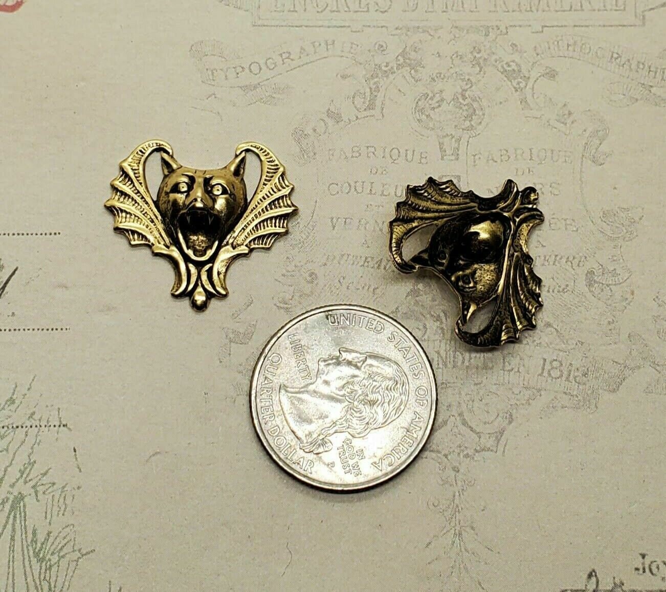 Brass Gargoyle Bat Stampings X 2 - 7076RAT - Etsy