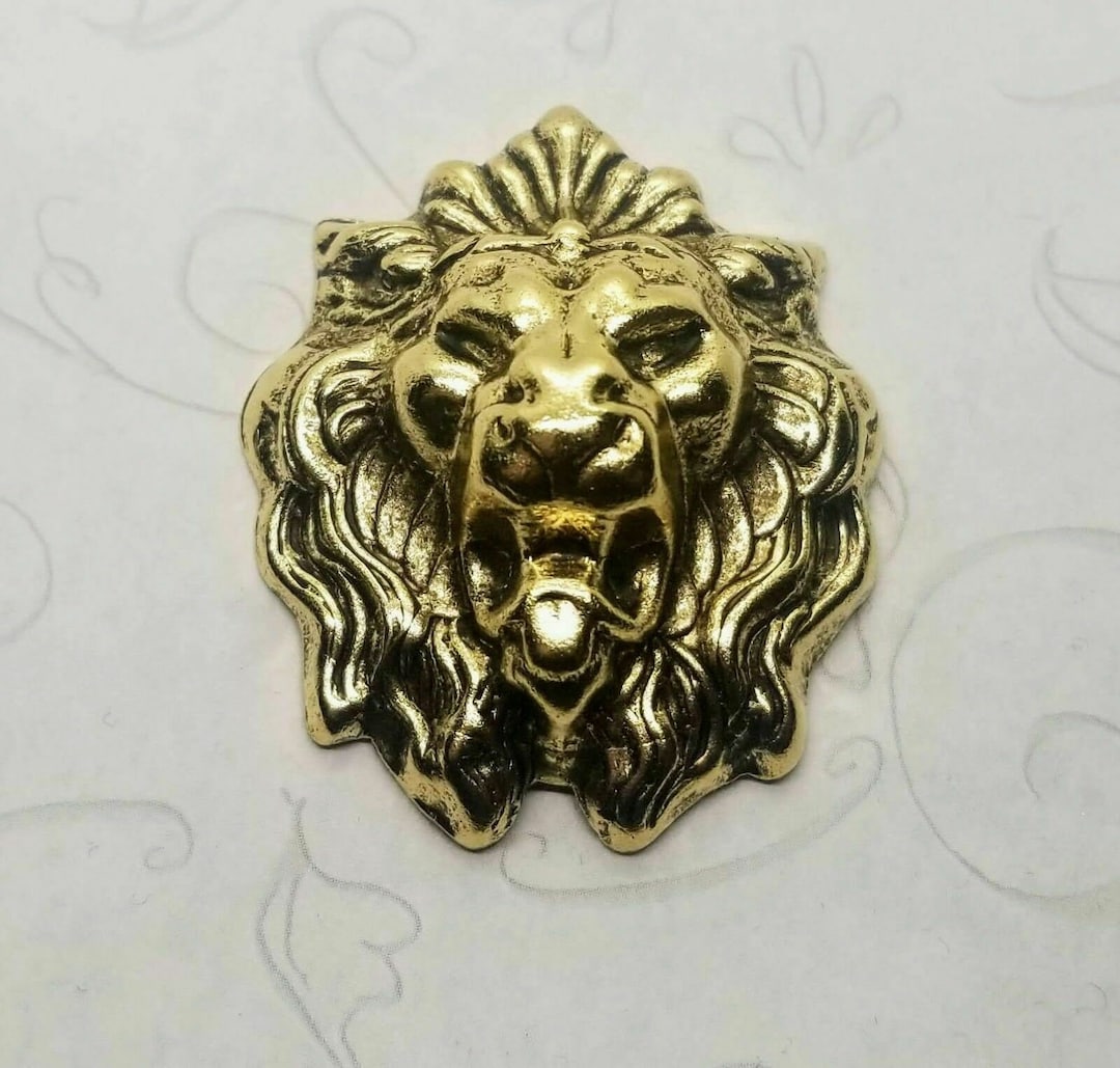 Large Brass Lion Head Stamping - 107RAT - Etsy