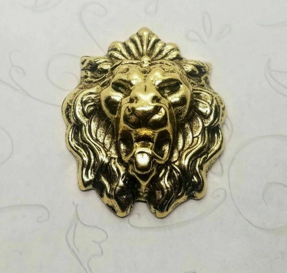 Large Brass Lion Head Stamping 107RAT - Etsy