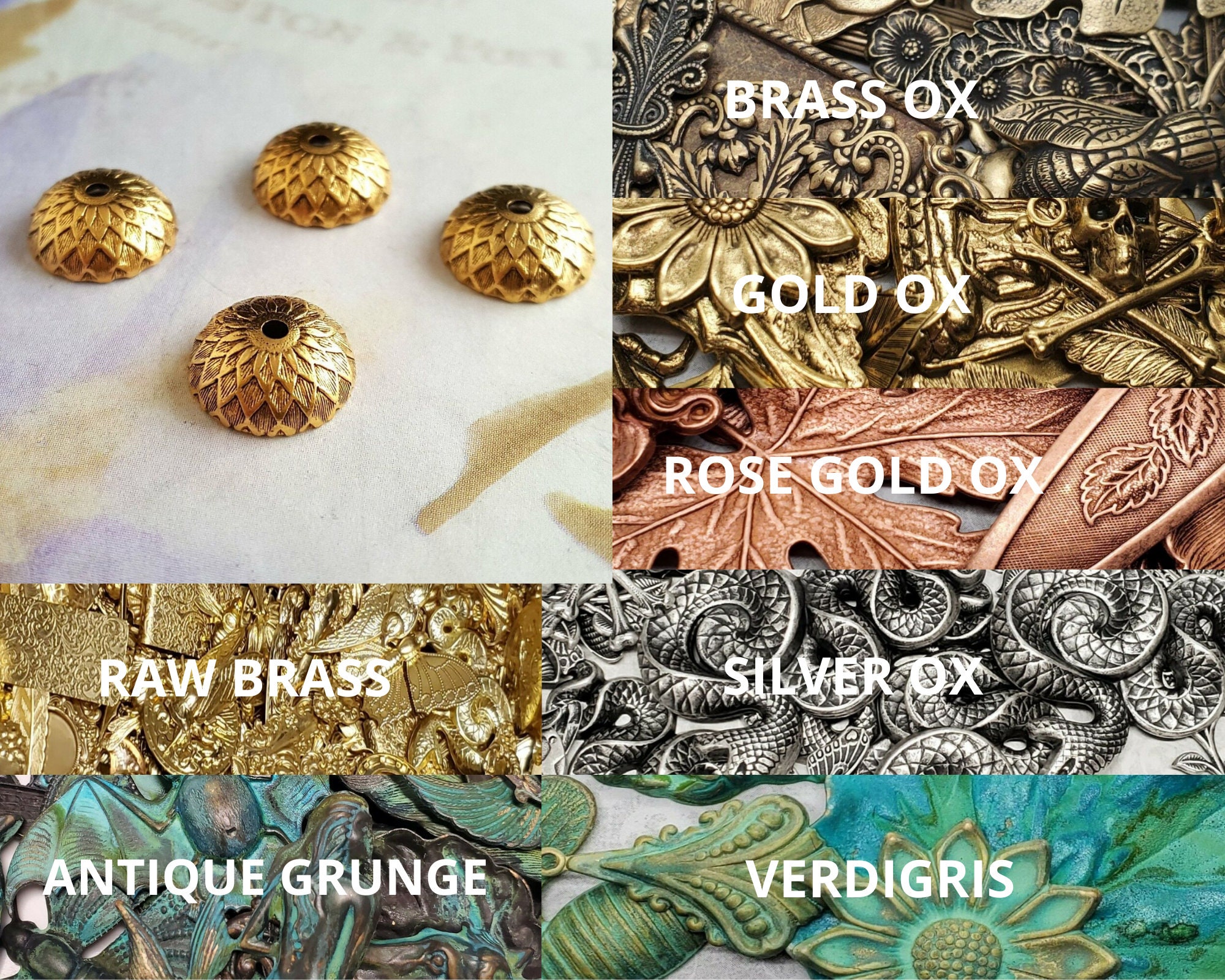 Brass Acorn Bead Caps X 4 - 3907S - Etsy