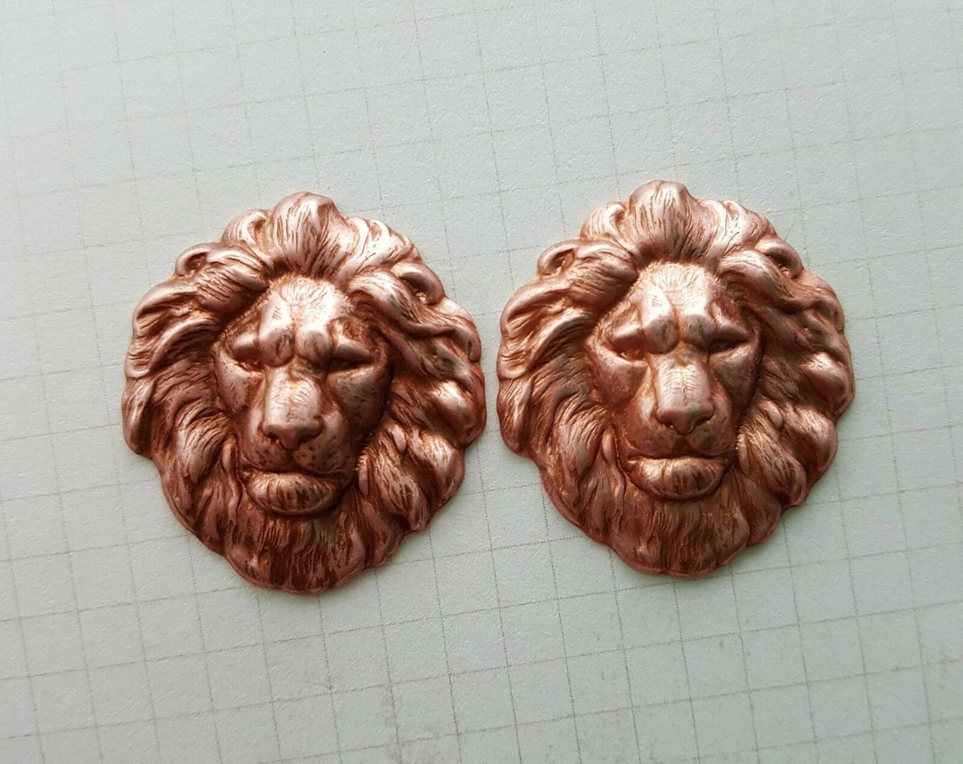 Brass Lion Head Stampings X 2 - 7857SG - Etsy