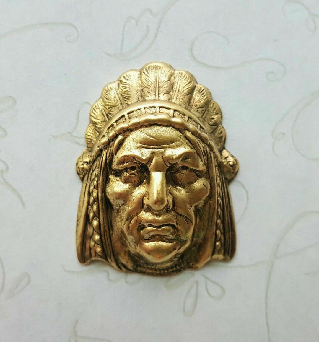 Large Brass Indian Chief Stamping - 14012FFA - Etsy