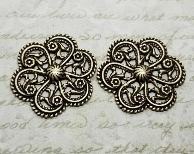 Brass Fancy Filigree Stampings X 2 - 4339RAT - Etsy
