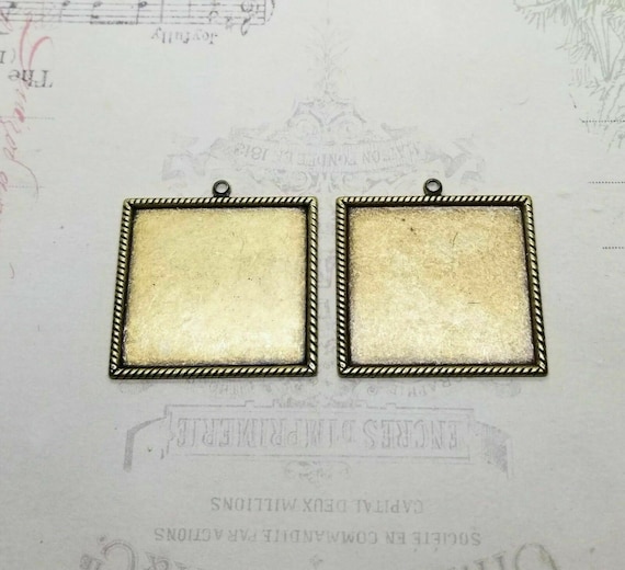 Brass Rope Edged Square Setting Bezels X 2 9216S - Etsy
