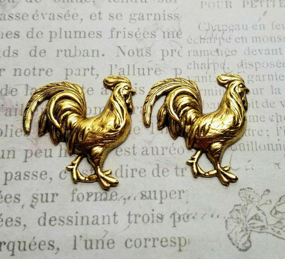 Brass Rooster Stampings X 2 - 3249RAT - Etsy