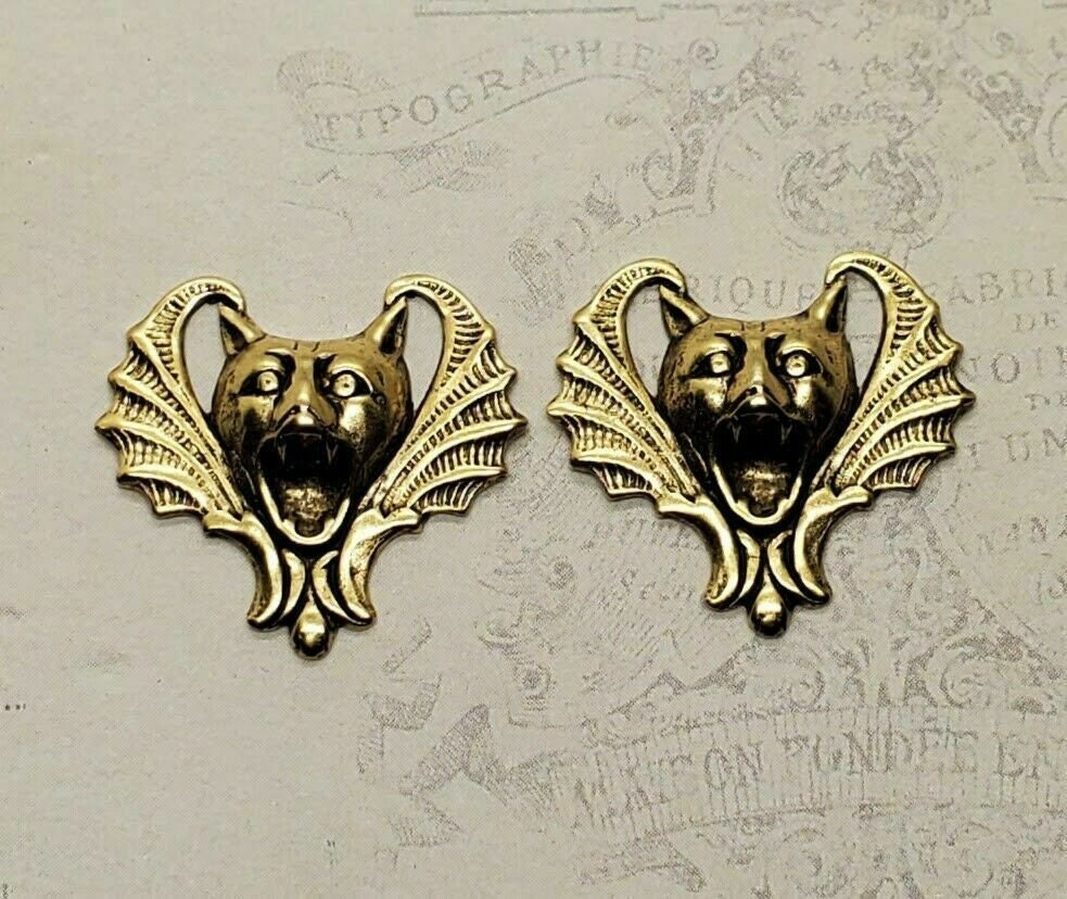 Brass Gargoyle Bat Stampings X 2 - 7076RAT - Etsy