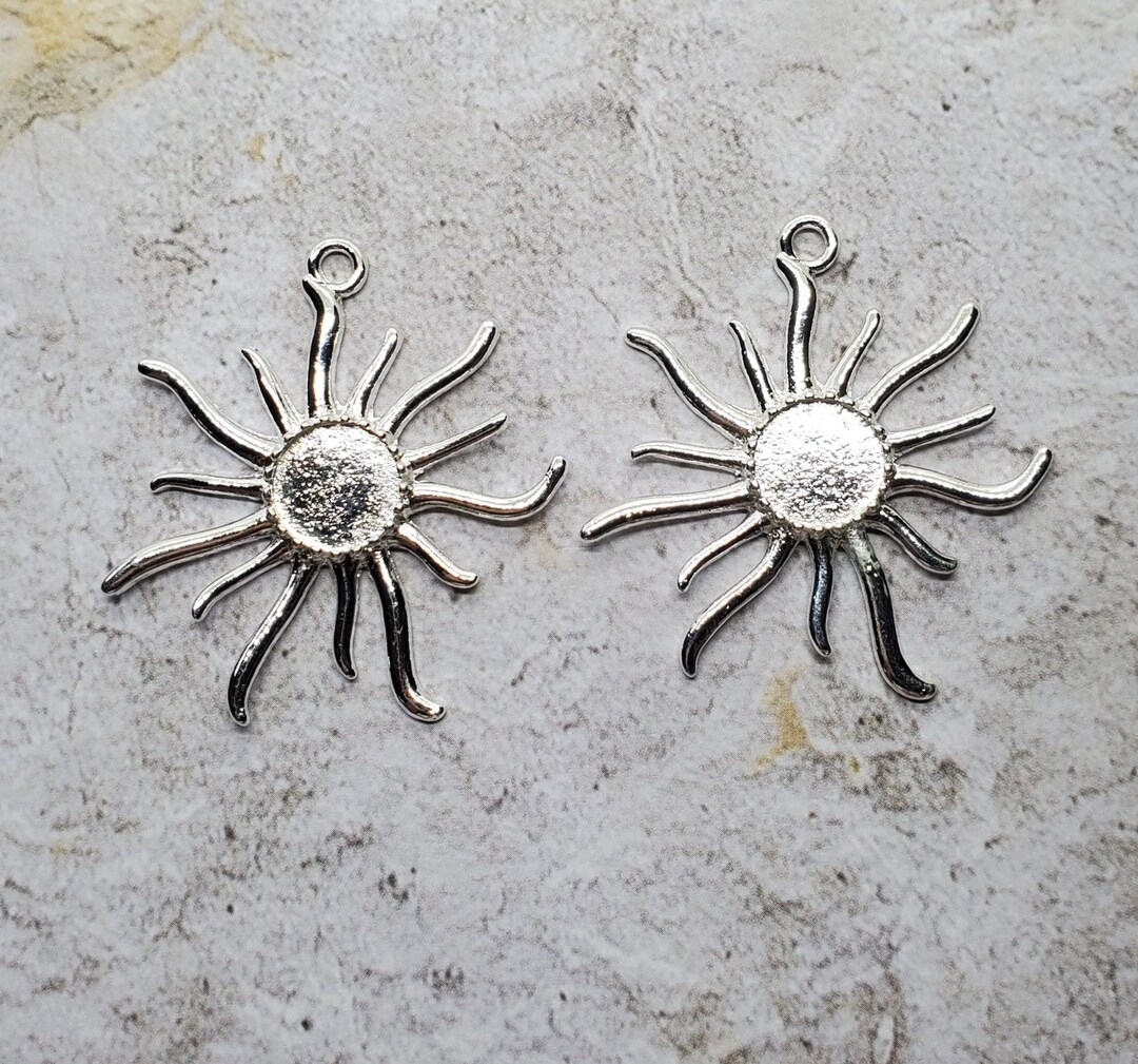 Large Bright Silver Sunshine Setting Bezels (2) - L1104 - Etsy