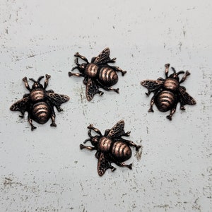 Xsmall Oxidized Copper Bee Stampings X 4 - 8988COFFA - Etsy