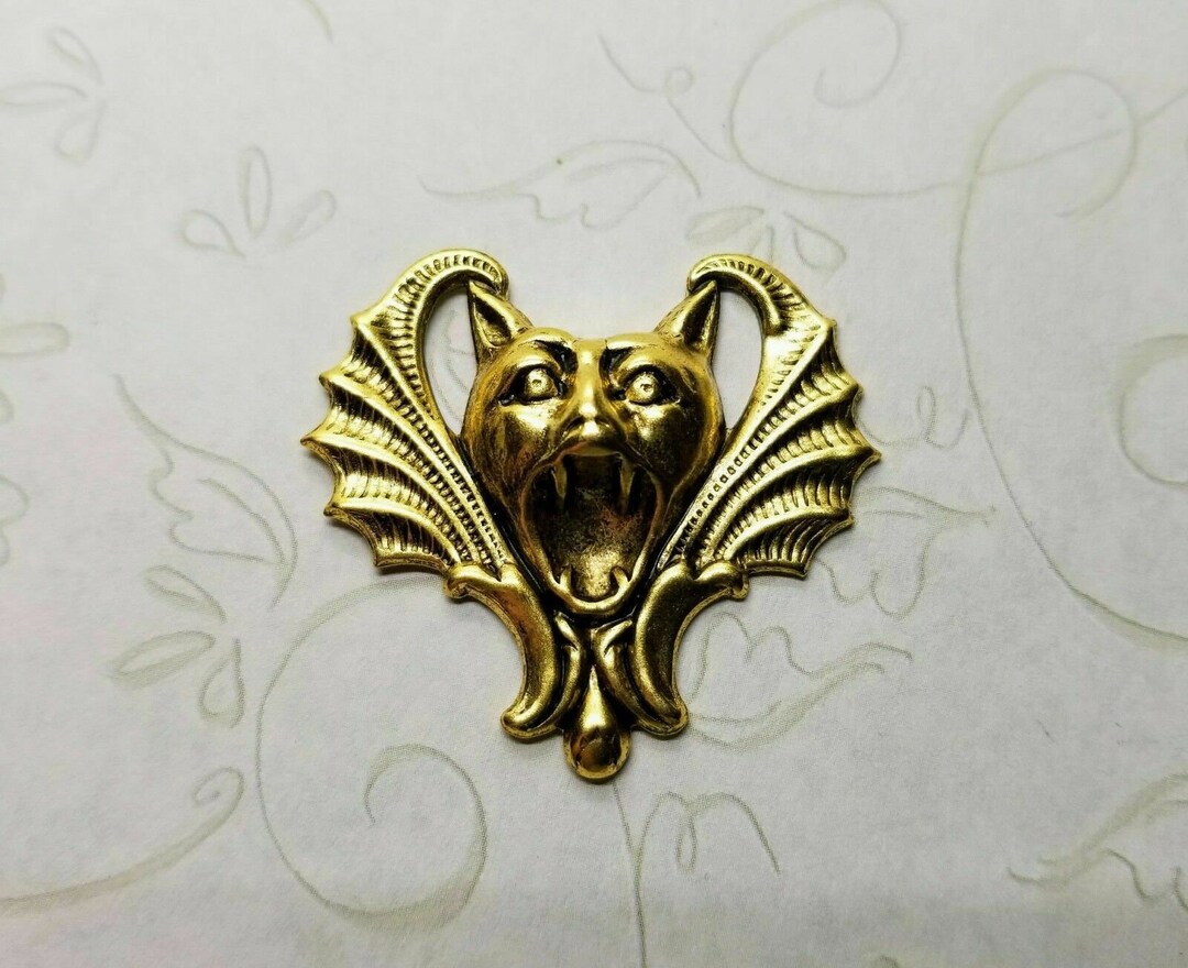 Large Brass Gargoyle Bat Stamping - 6554RAT - Etsy