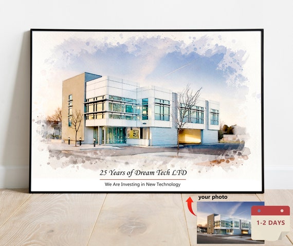 Personalised Front Office Building Painting From Photo Gift - Etsy