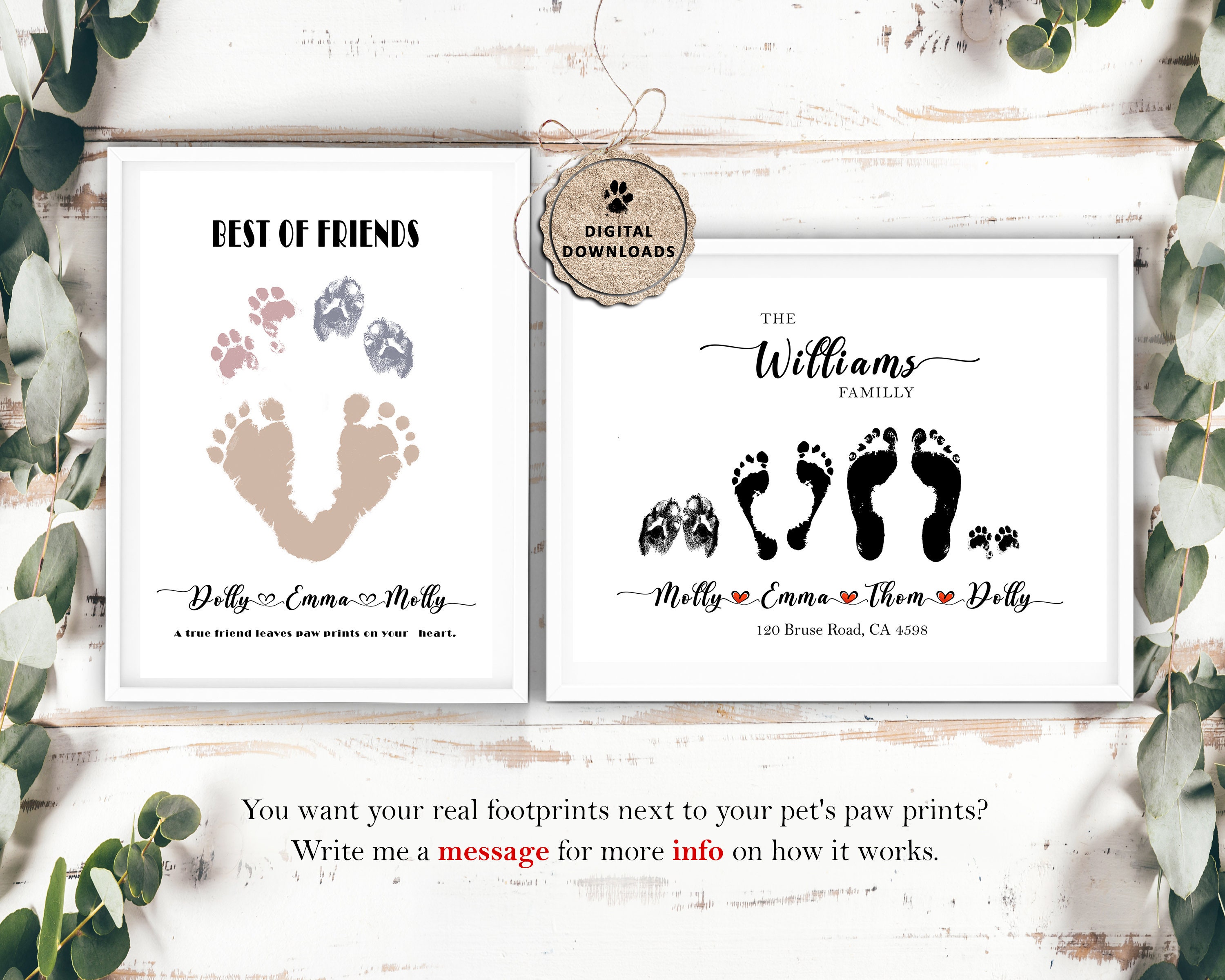 Actual Paws Paw Print Custom Picture From Photo, Clay, Ink, Real Dog ...