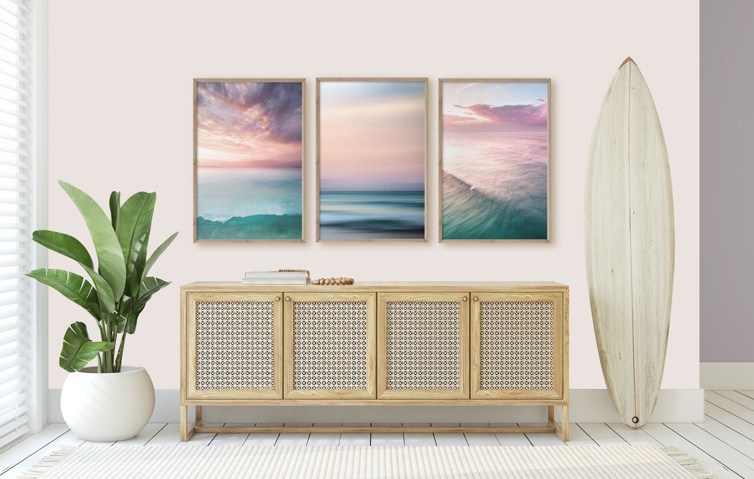 Beach Print Ocean Wandkunst/Strand Wandkunst 3er Set Ocean Print Wellen ...