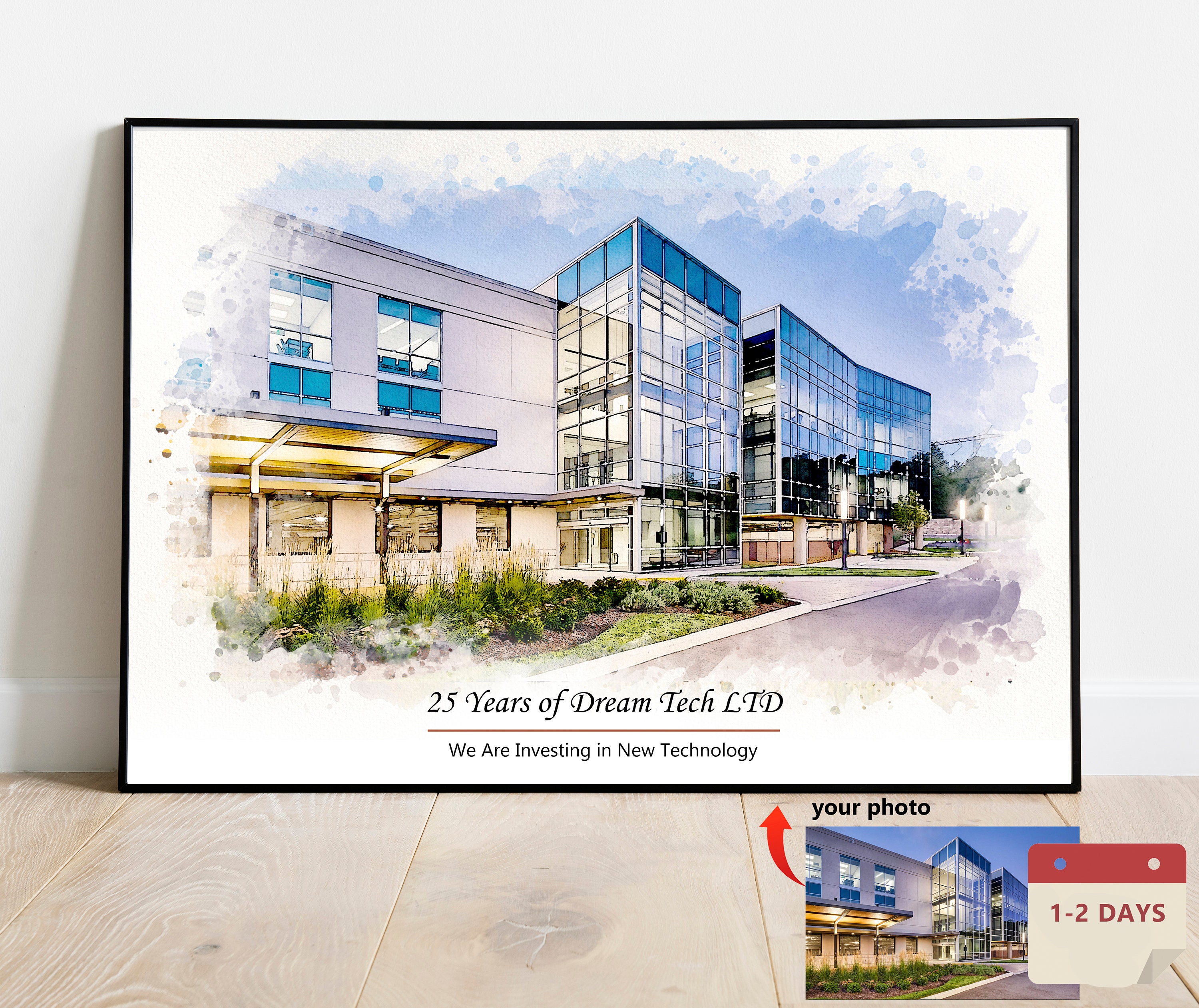 Personalised Front Office Building Painting From Photo, Gift for ...