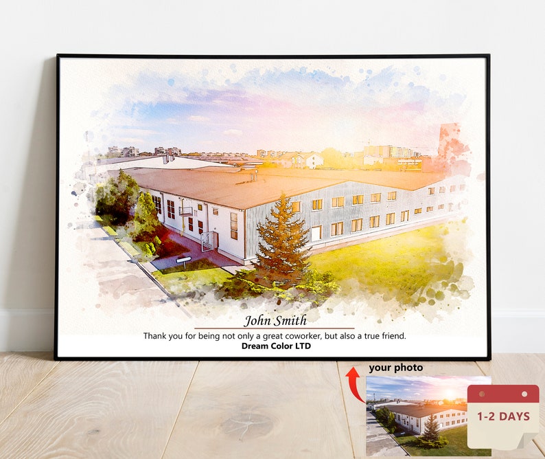 Personalised Front Office Building Painting From Photo, Gift for ...