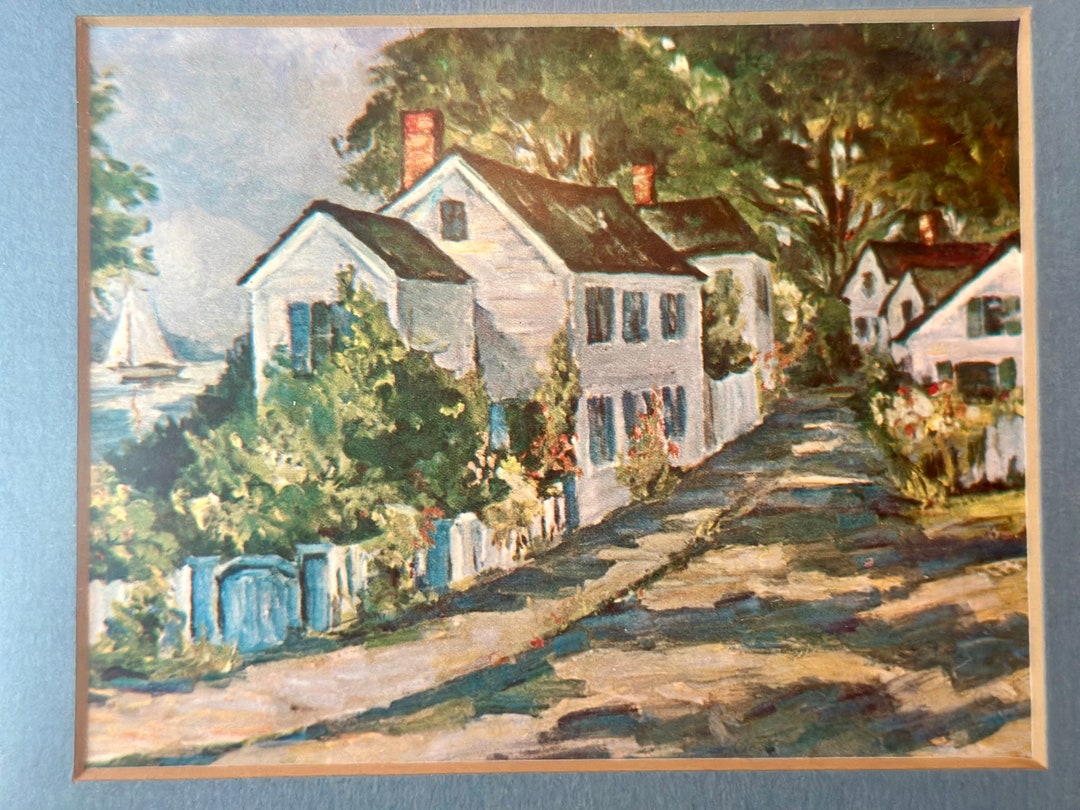 Original Frame Rockport MA Print, Watercolor House With Blue Gate by ...