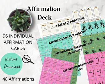 Set of 50 Printable Affirmation Cards for Self Love Print at - Etsy