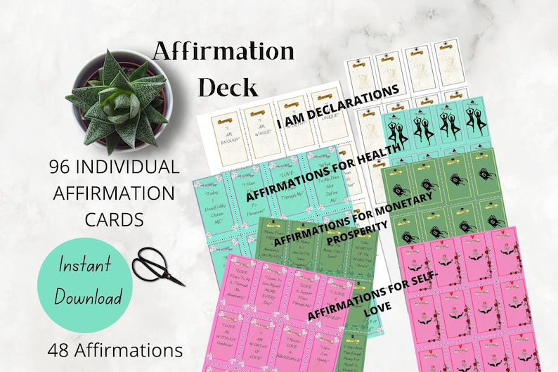 Printable Affirmation Cards Inspired by Playing Cards. Affirmation Deck ...