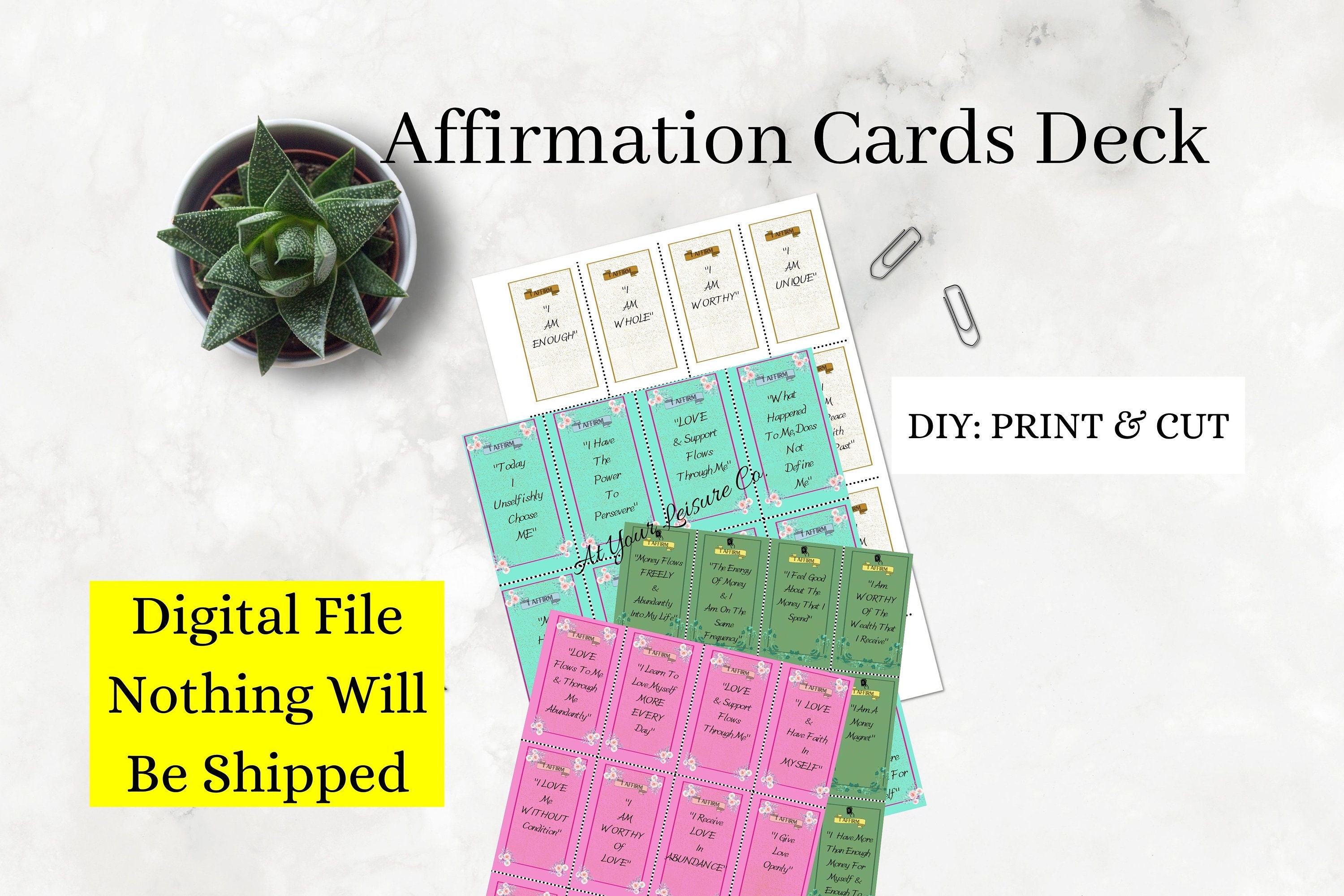 Printable Affirmation Cards Inspired by Playing Cards. Affirmation Deck ...