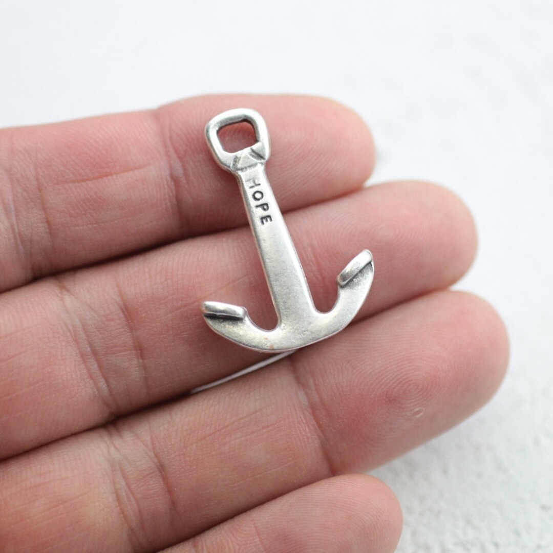 10 Anchor Bracelet Clasps, Silver Anchor Pendant, Clasp for Leather ...