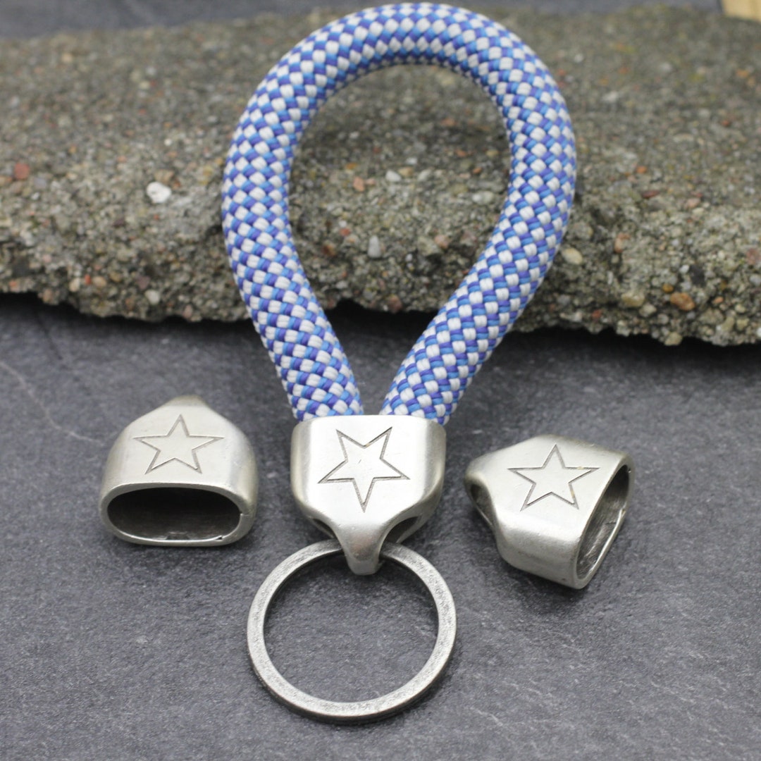 1 Antique Silver End Cap With Engraving Star Keychain Findings, Star ...