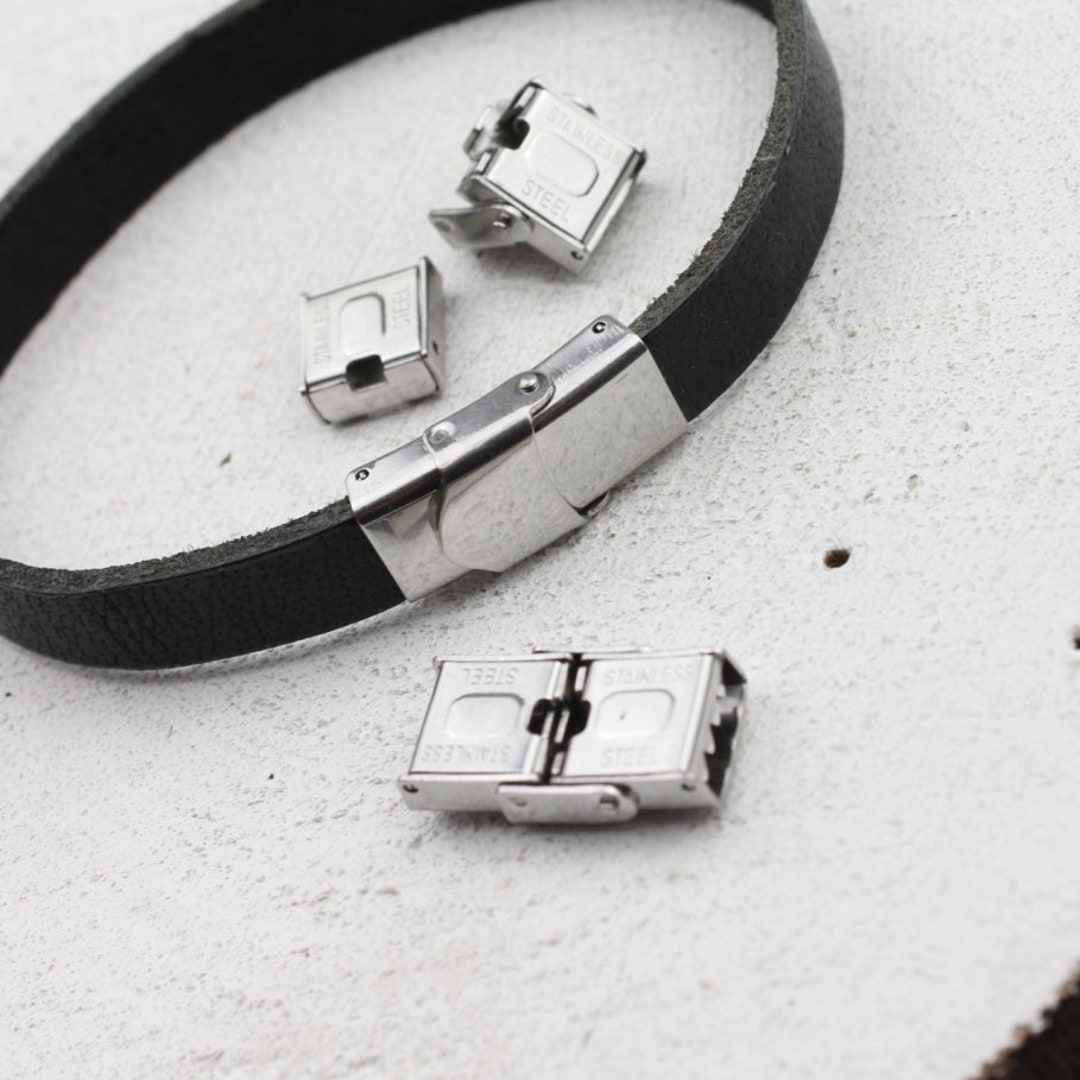 10 Stainless Steel Leather Cord Clasps, Bracelet Clasp for Unisex ...