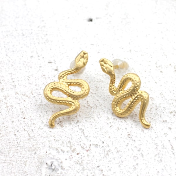 Gold Snake Earrings - Etsy