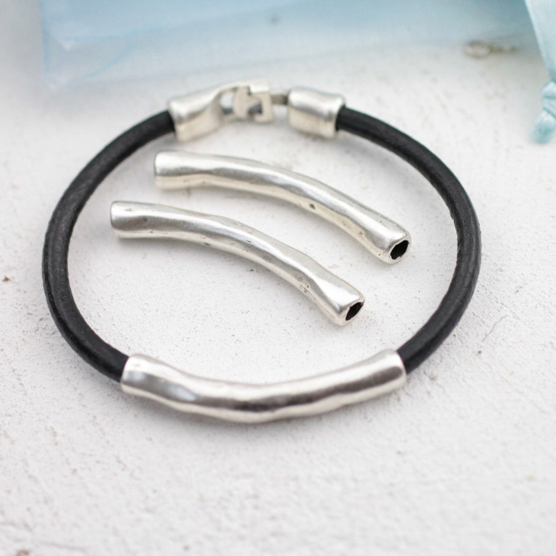 5 Bracelet Connectors, Tube Bead, Curved Tube Connector for Round ...