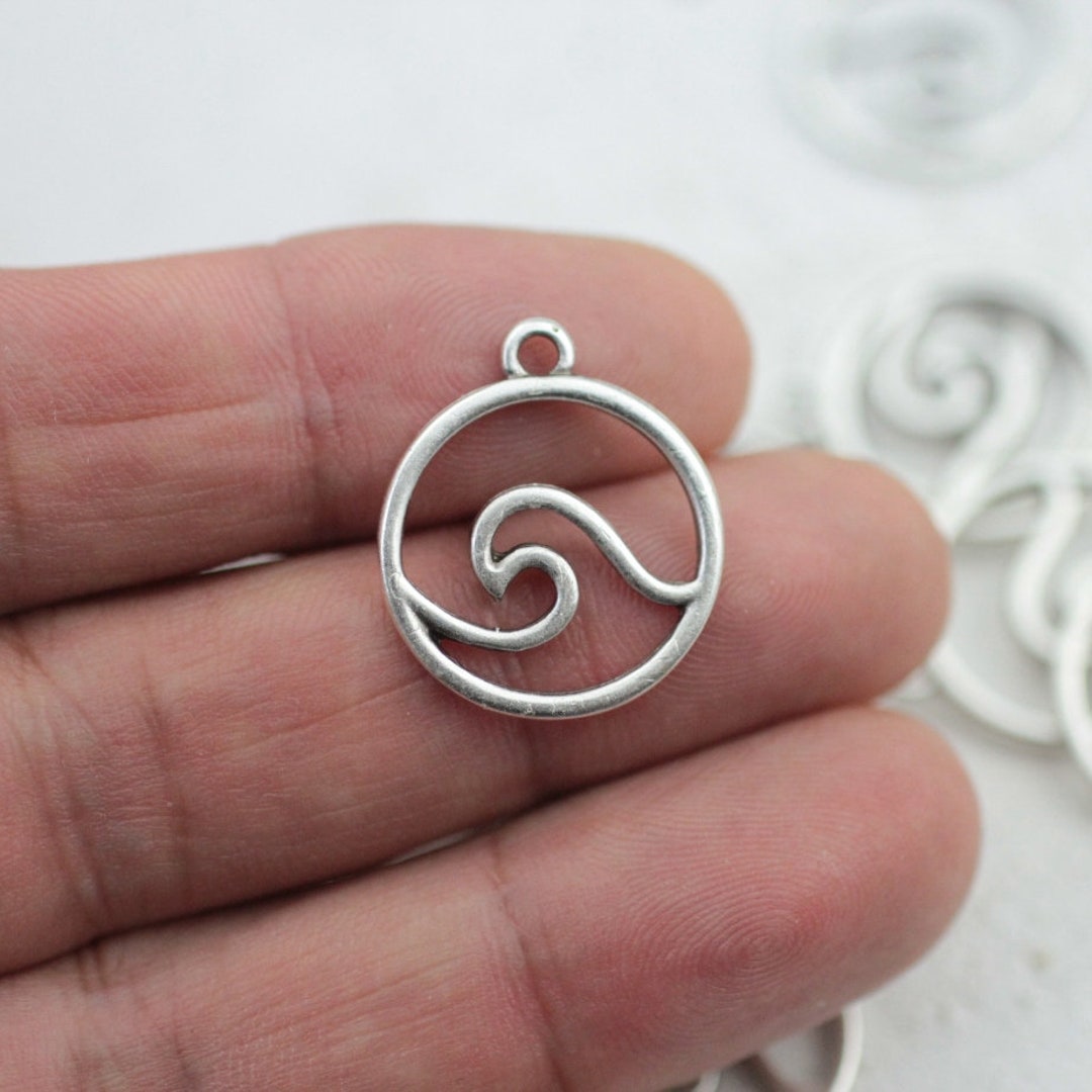 10 Wave Charms Wave Connector Wave Pendant Silver Wave - Etsy
