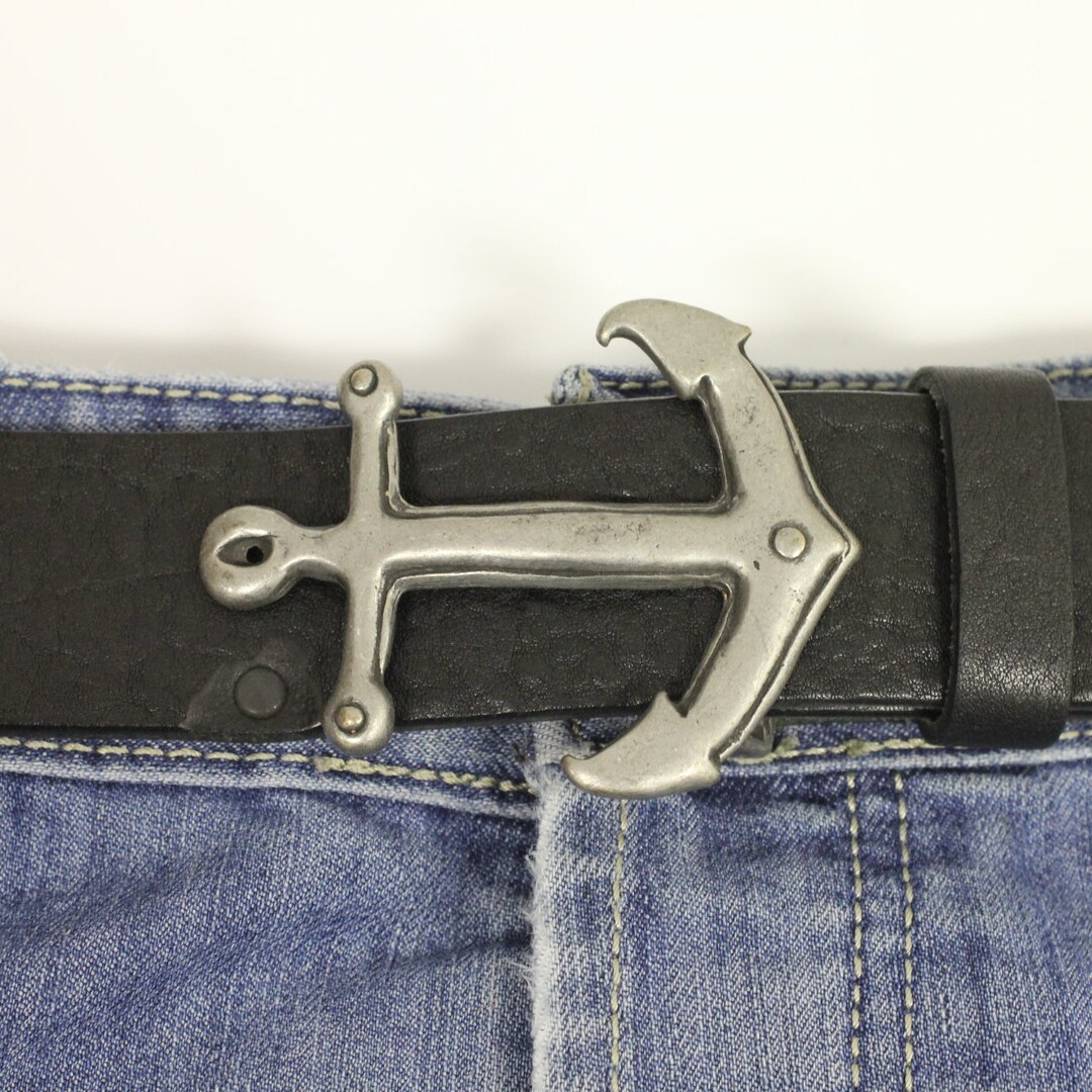 Dark Silver, Anchor Belt Buckle for Snap Belt, Nautical Belt Hardware ...