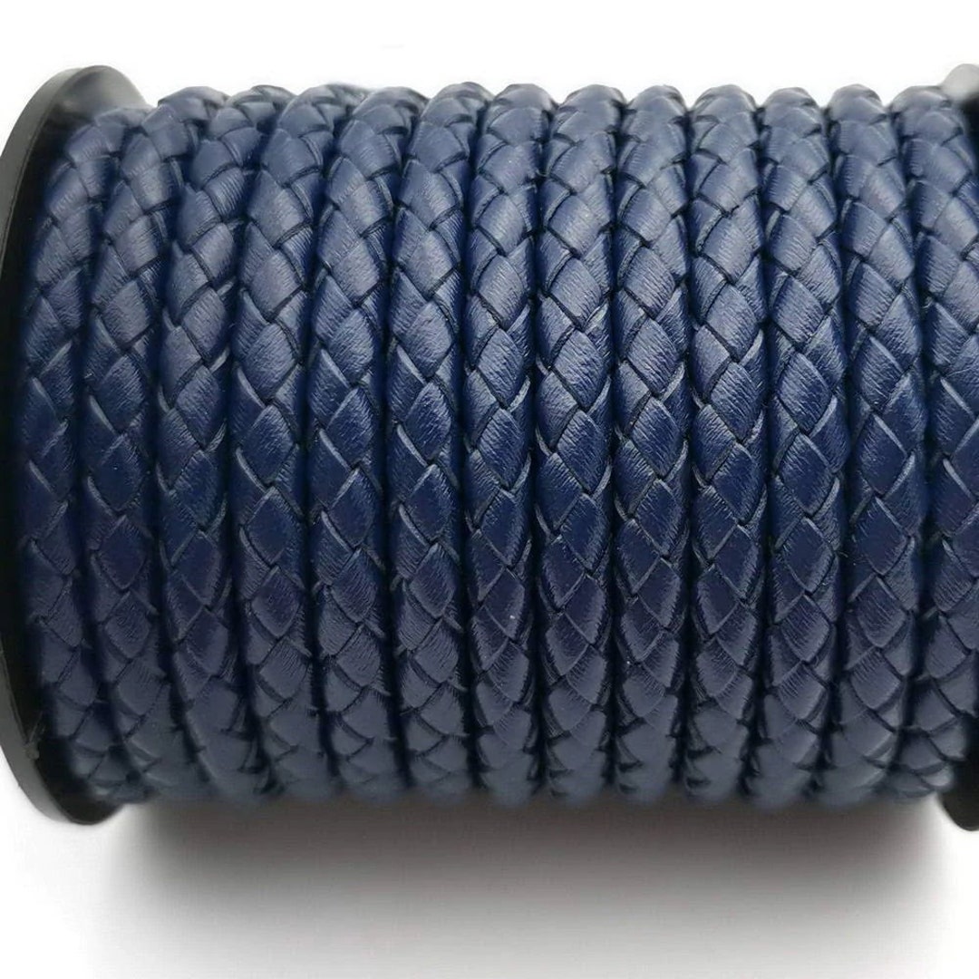 1 M Braided Leather, 6mm Bolo Cord Round Braided Leather, Strap Navy ...