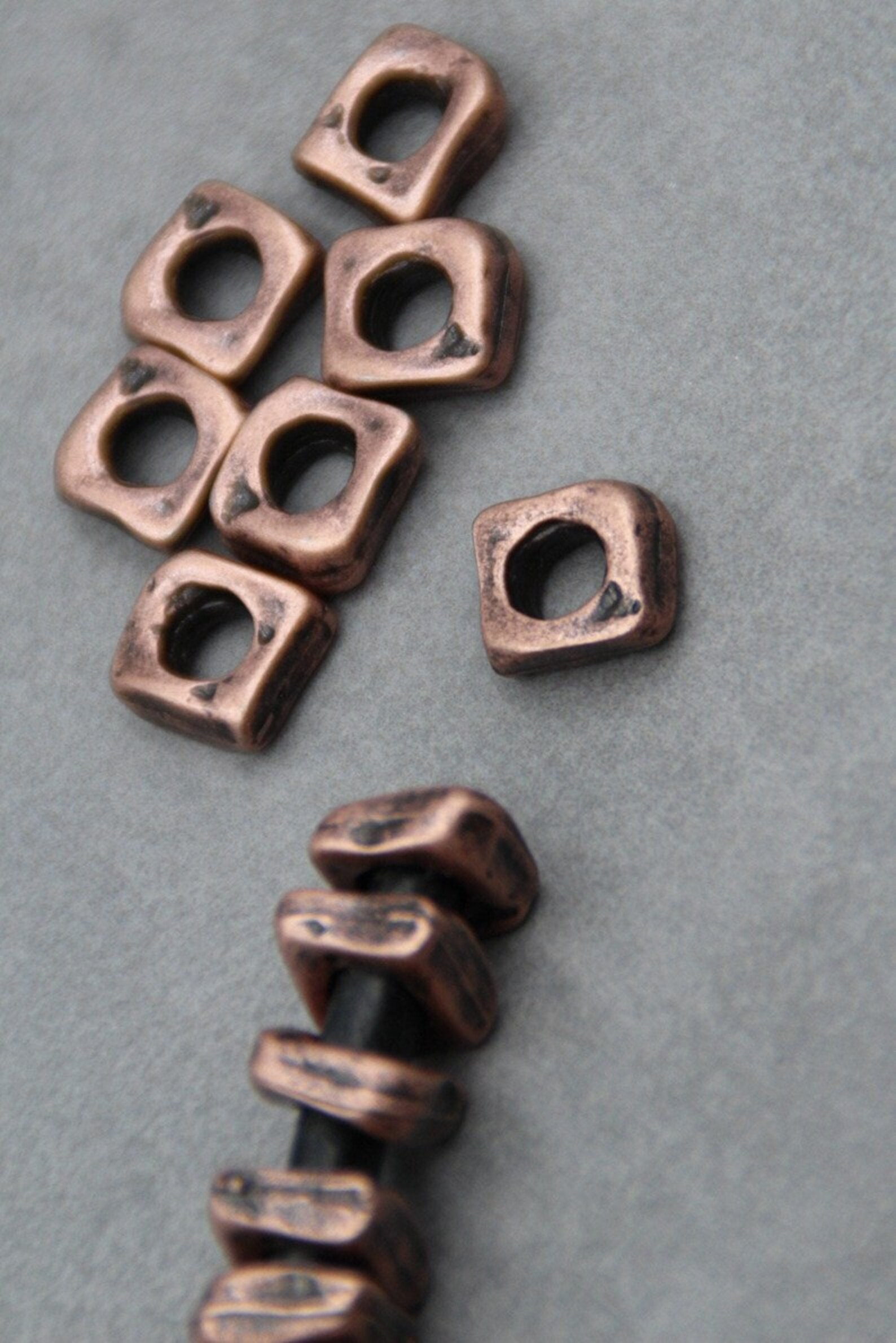 10 Free Form Beads, Karen Hill Tribe Copper Irregular Shape Bead ...