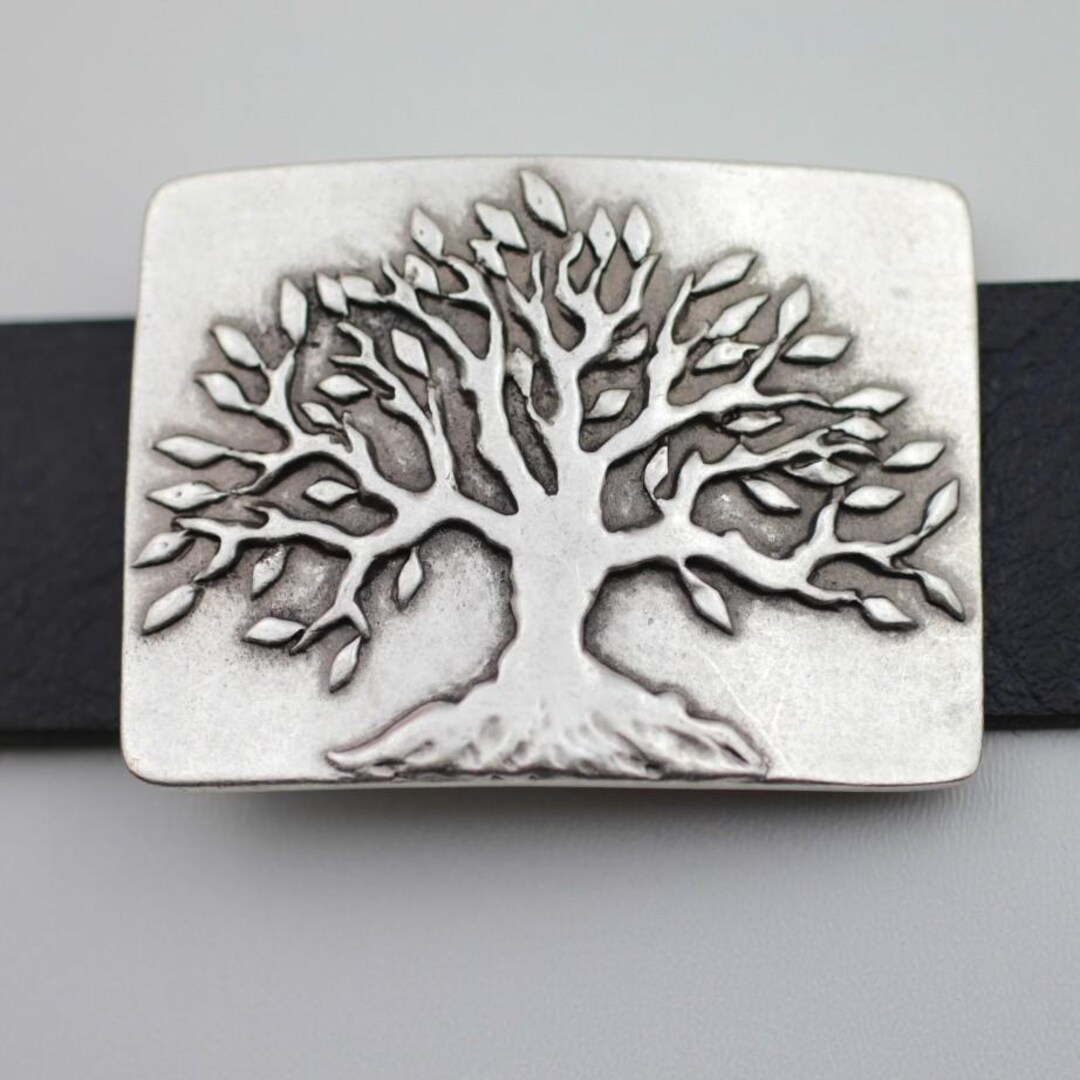 Vintage Engraved Tree Belt Buckle - Landscape - Giving - Cypress Oak ...
