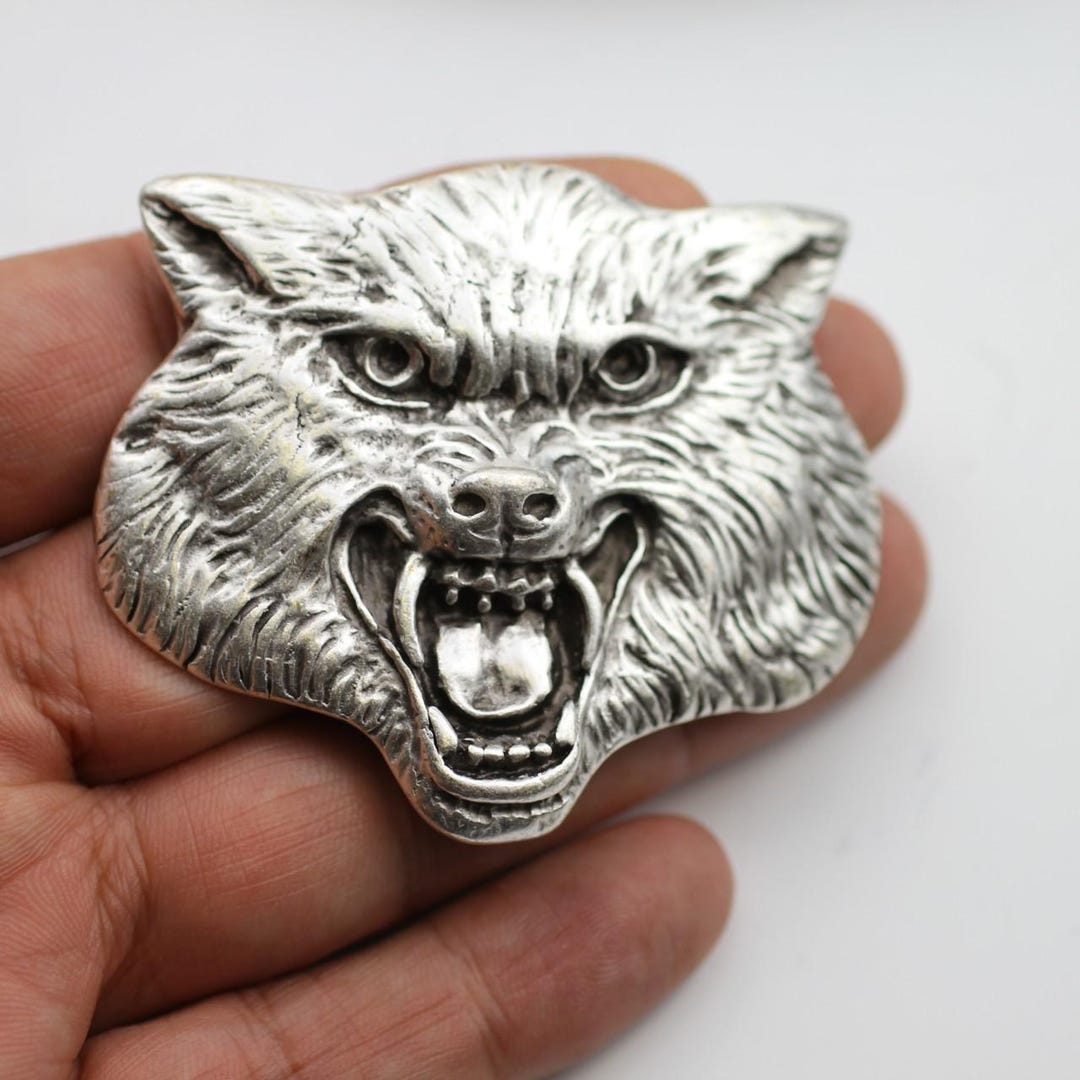 Wolf Head Belt Buckle, Silver Wolf Belt Buckle, Animal Belt Buckle ...