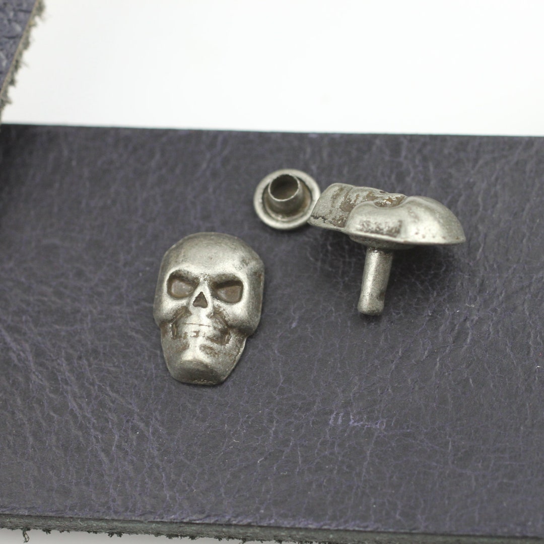 10 Dark Silver Skull Rivets, Skull Charms, Dark Silver Plated, Zamak ...