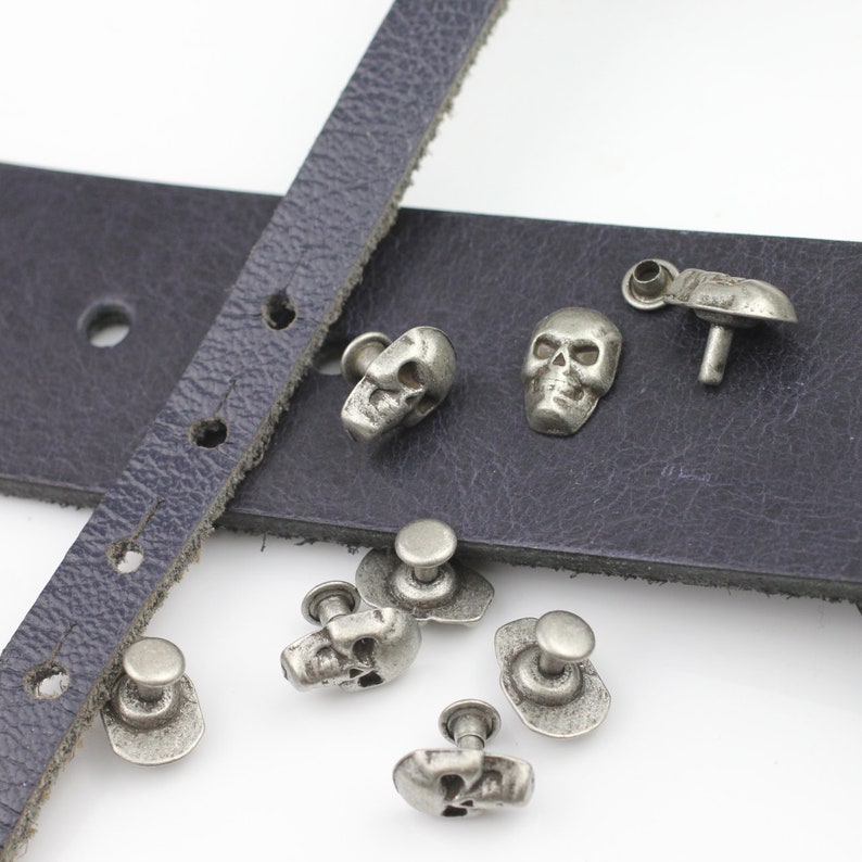 10 Dark Silver Skull Rivets, Skull Charms, Dark Silver Plated, Zamak ...