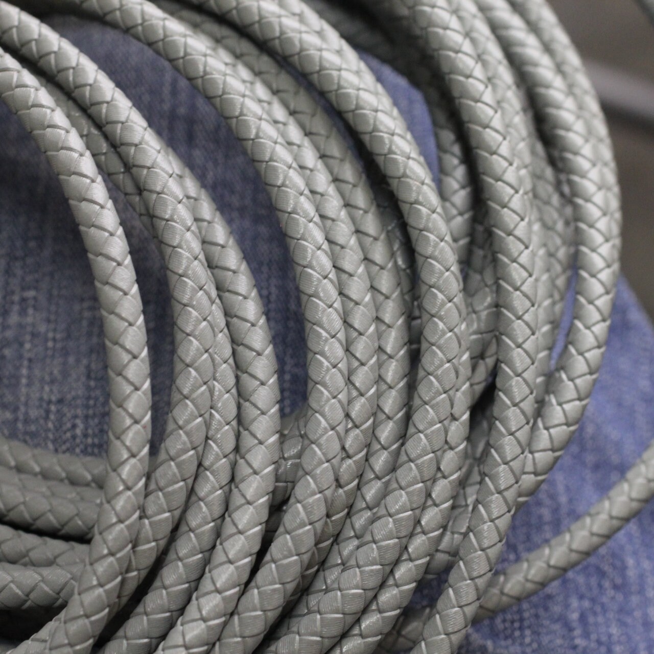 1 M Braided Leather, 6mm Bolo Cord Round Braided Leather, Strap Gray ...